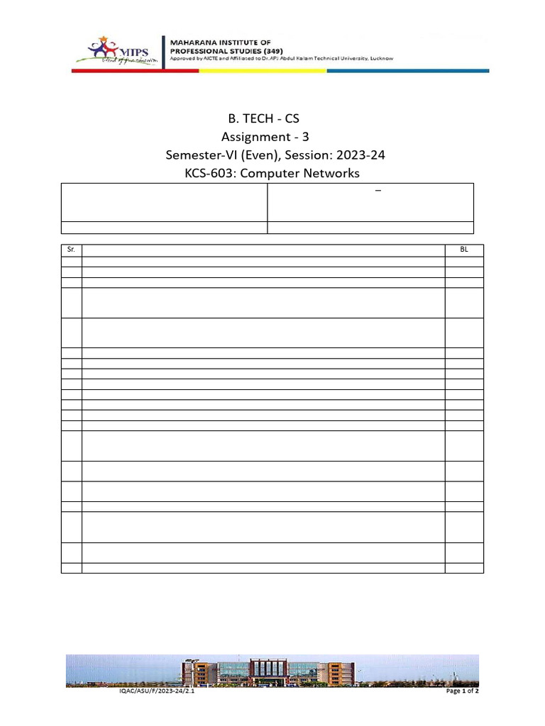 ASSIGNMENT 3-MIPS-KCS 603-3rd Year-A3 | PDF | Computer Network | Routing