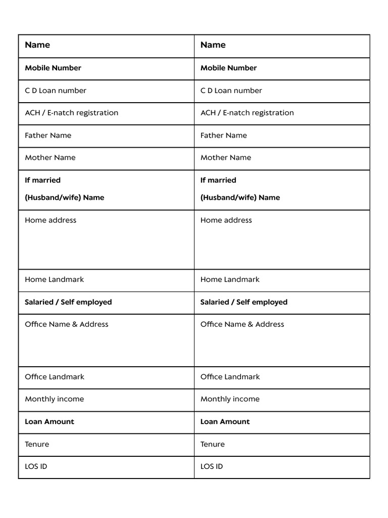 Loan Application Details Pdf