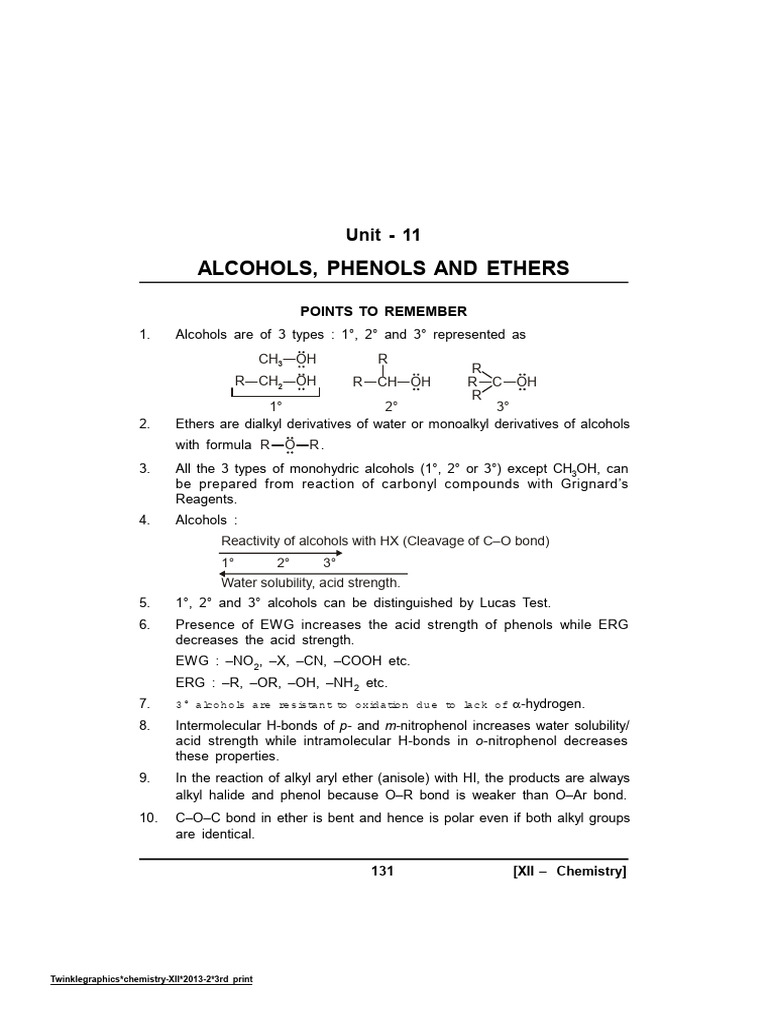 Alcohols, Phenols, and Ethers Overview | PDF | Ether | Ethanol
