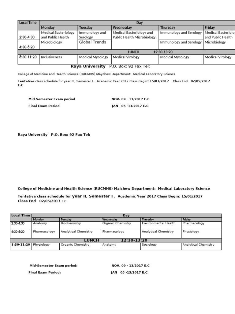 2017 EC Year III & II Semester I Schedule (3) | PDF