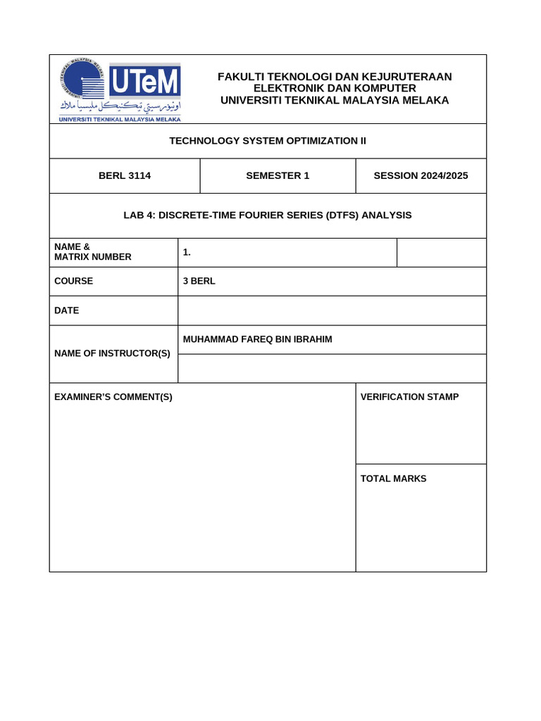 Lab 4 - DTFS Analysis (1) | PDF | Discrete Fourier Transform | Fourier Analysis