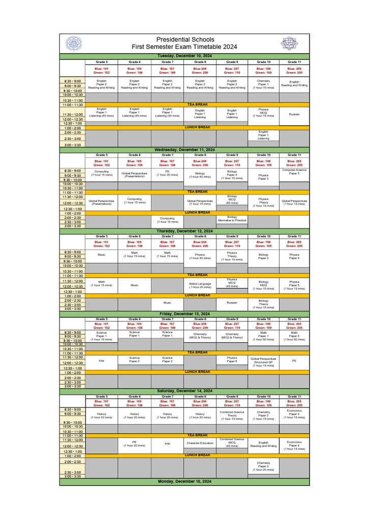 2024 First Semester Exam Schedule | PDF | Academic Term