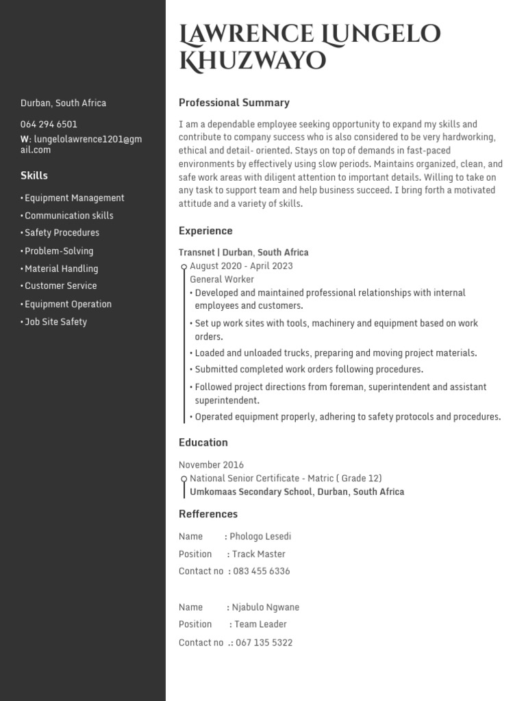 Lungelo's CV | PDF