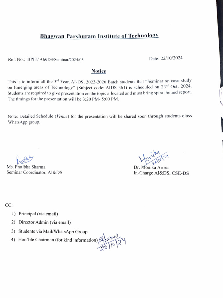 Notice For Seminar | PDF