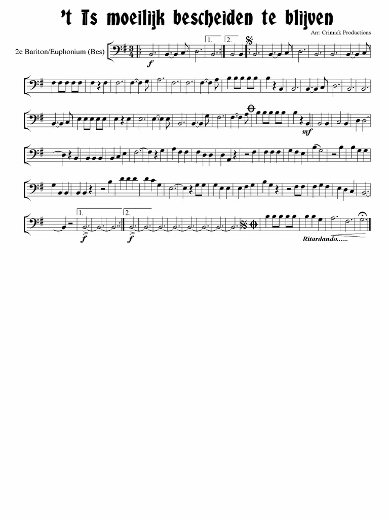 Moeilijk Bescheiden Bariton Euphonium Bes 2 | PDF
