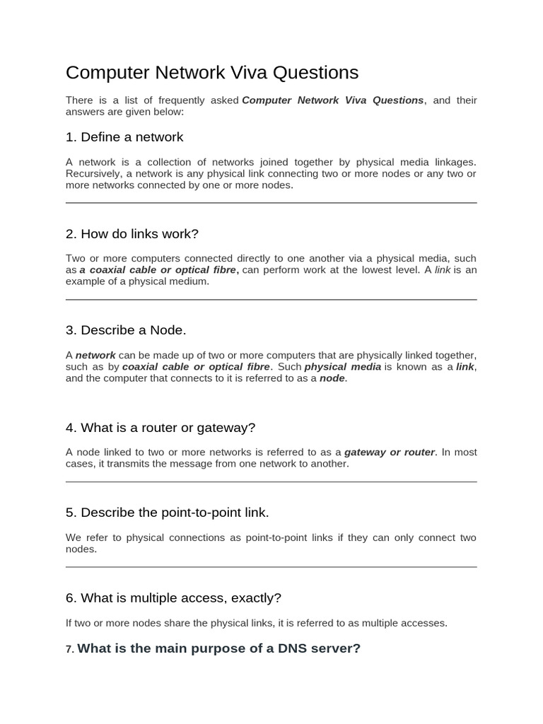 CN VIVA QUESTIONS | PDF | Computer Network | Internet Protocols