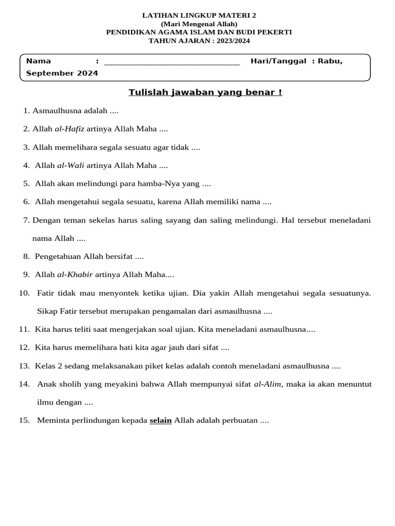 SLM 2 Kelas Ii - Latihan | PDF