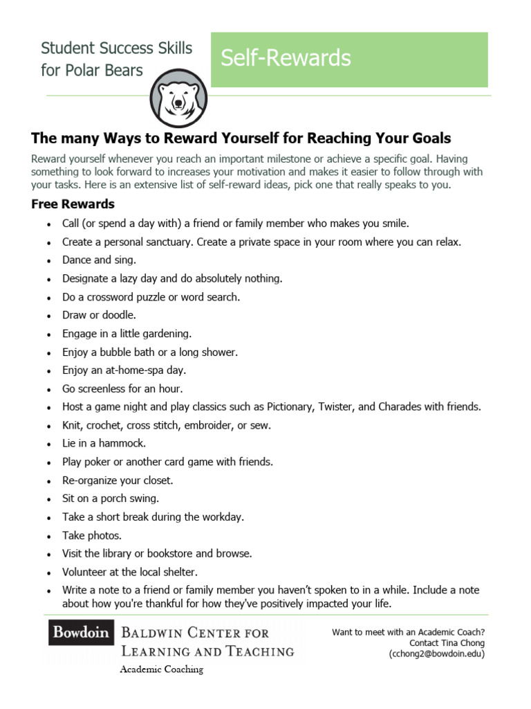 Self-Rewards for Academic Success | PDF