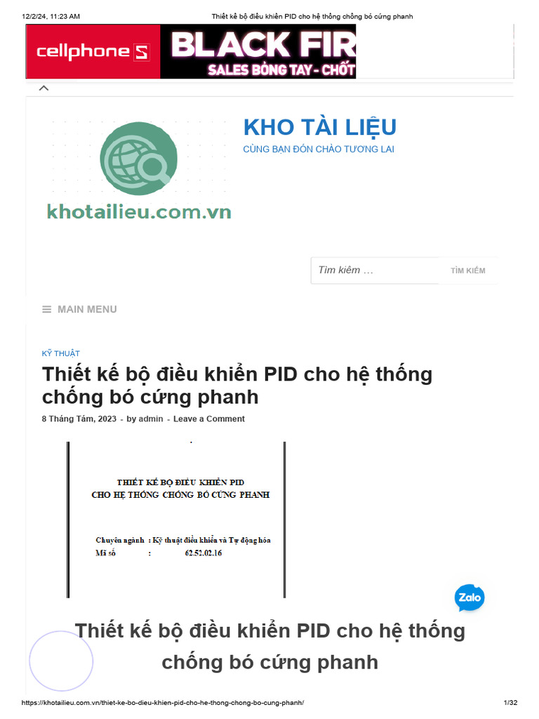 Thiết kế bộ điều khiển PID cho hệ thống chống bó cứng phanh | PDF