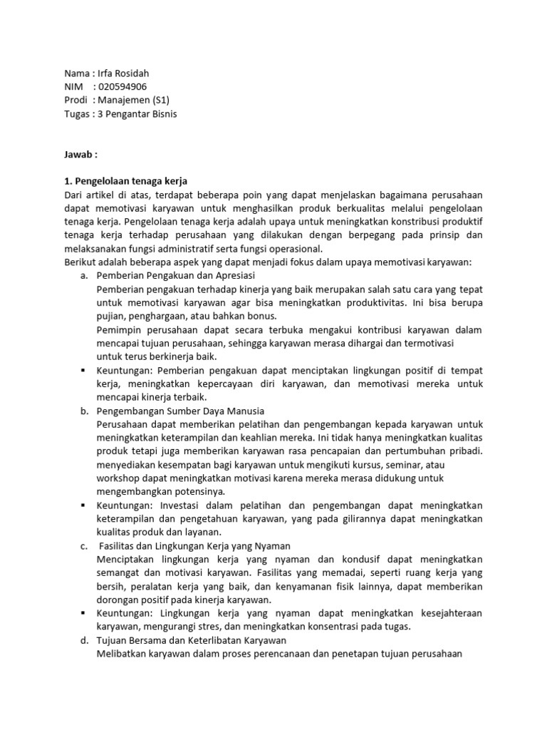 Tuga 3 Pengantar Bisnis | PDF