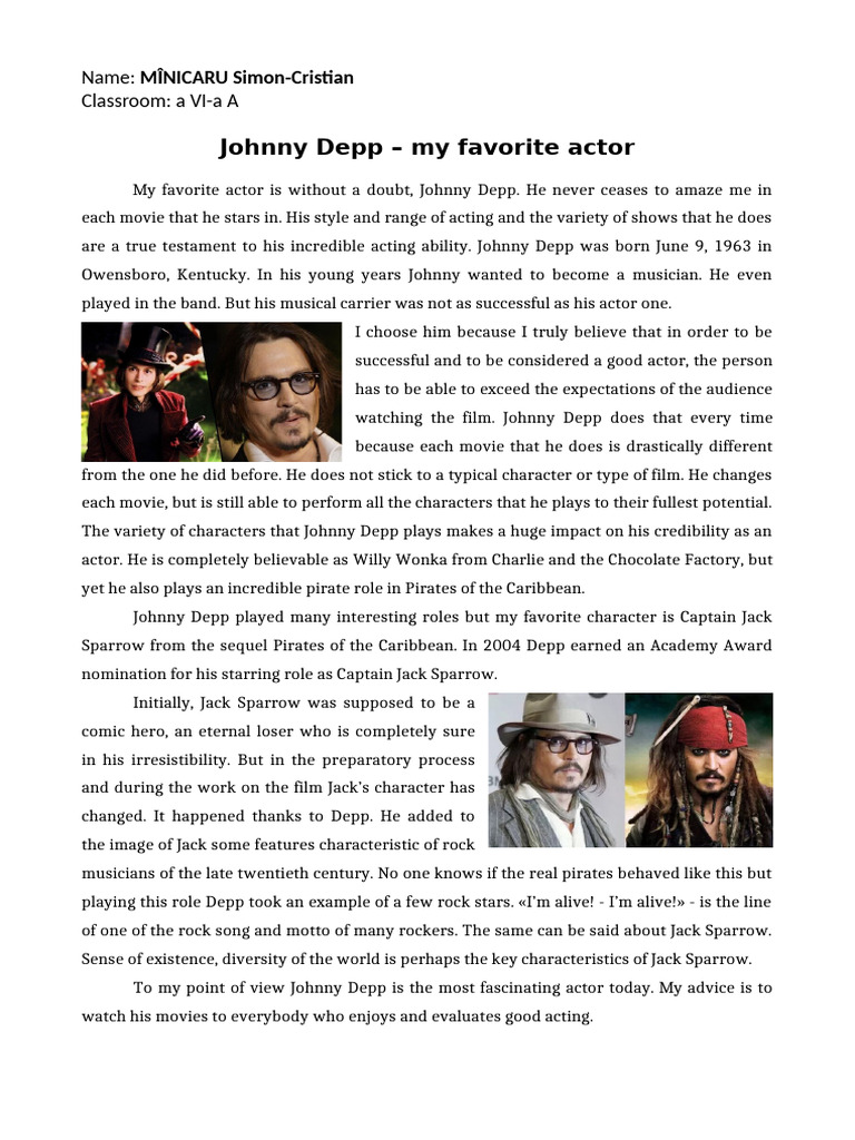 Johnny Deep - My Favorite Actor | PDF | Johnny Depp