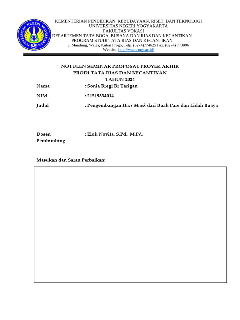 Berita Acara Sempro | PDF