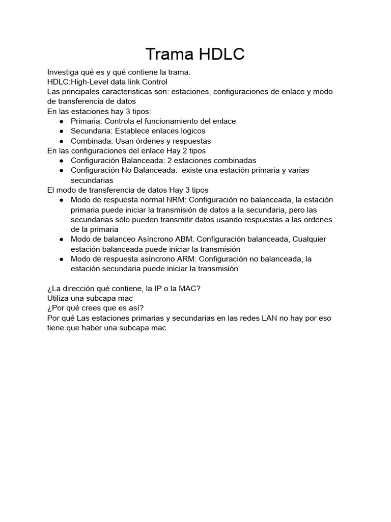 Trama HDLC | PDF