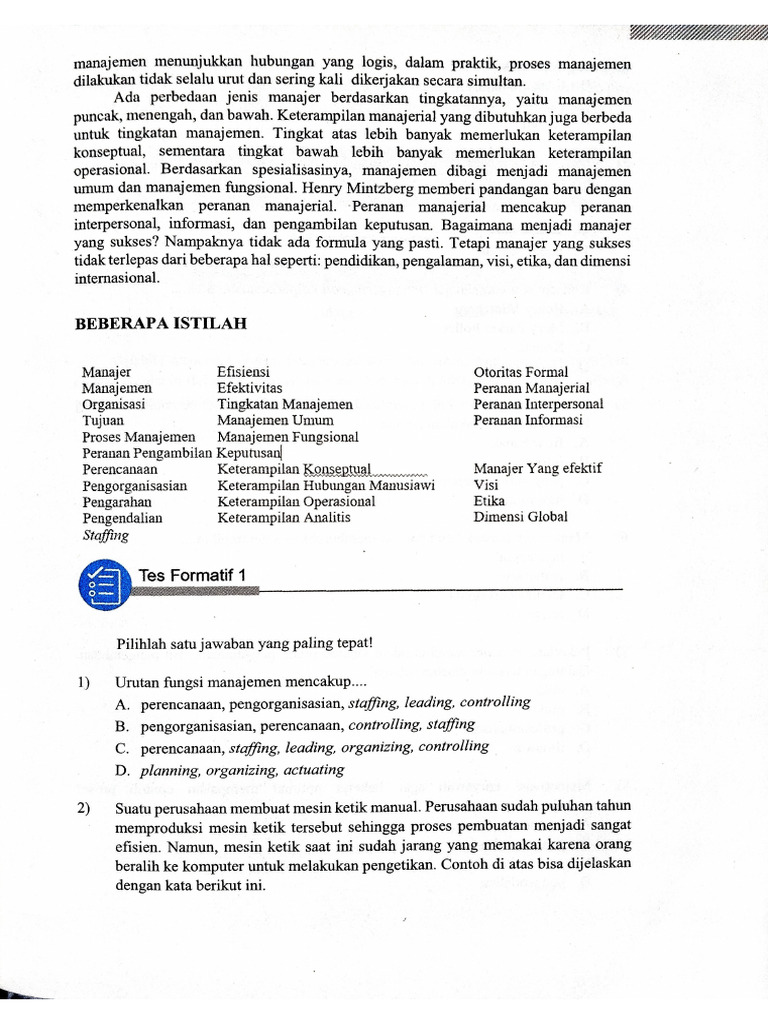 Soal Manajemen Modul 1-6 | PDF