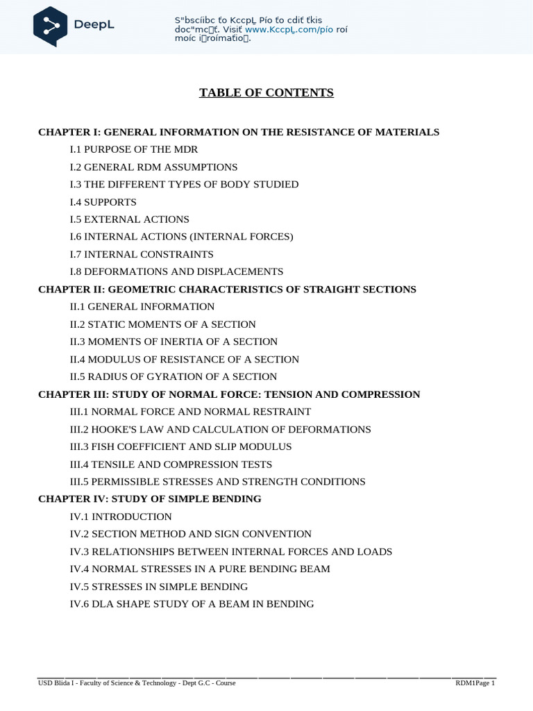 RM Seconde Chaptre | PDF | Bending | Strength Of Materials