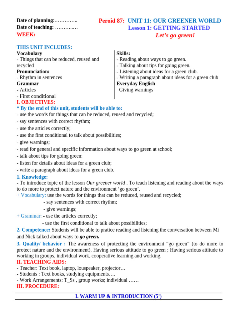 Unit 11 -Lesson 1- Getting started | PDF | Vocabulary | Communication