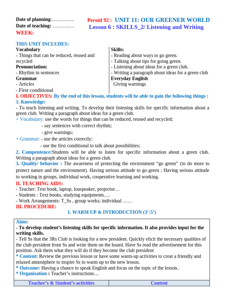 Green Club Leadership Skills | PDF | Vocabulary | Cognitive Science