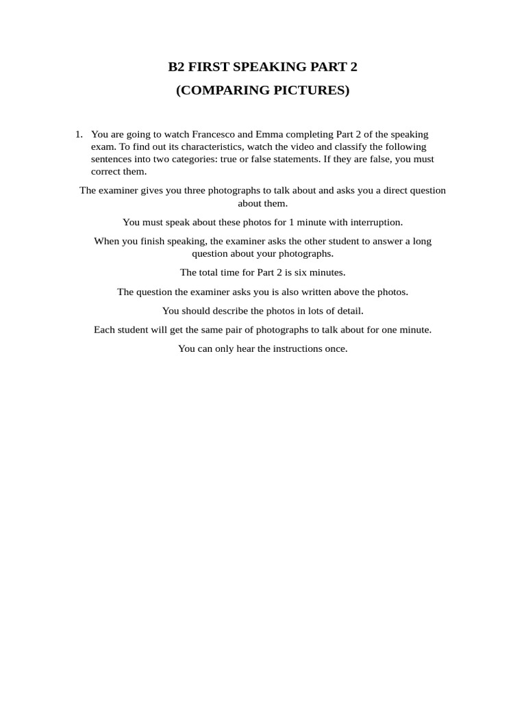 B2 First Speaking Part 2. True or False | PDF