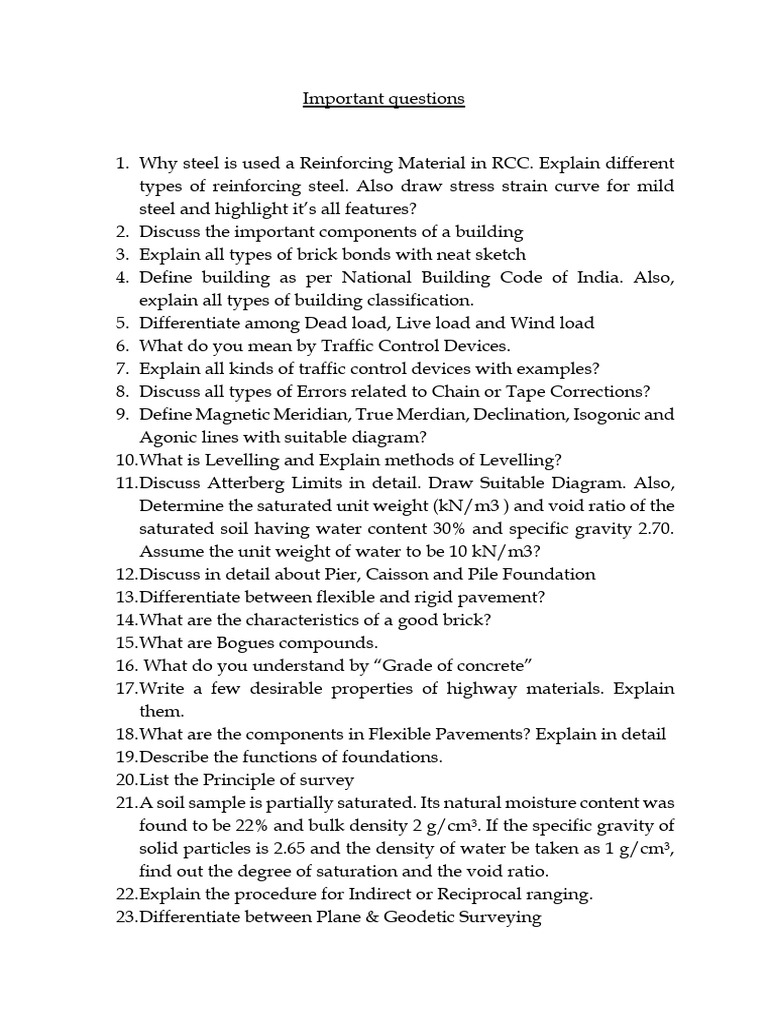 Important questions (1) | PDF | Water | Deep Foundation