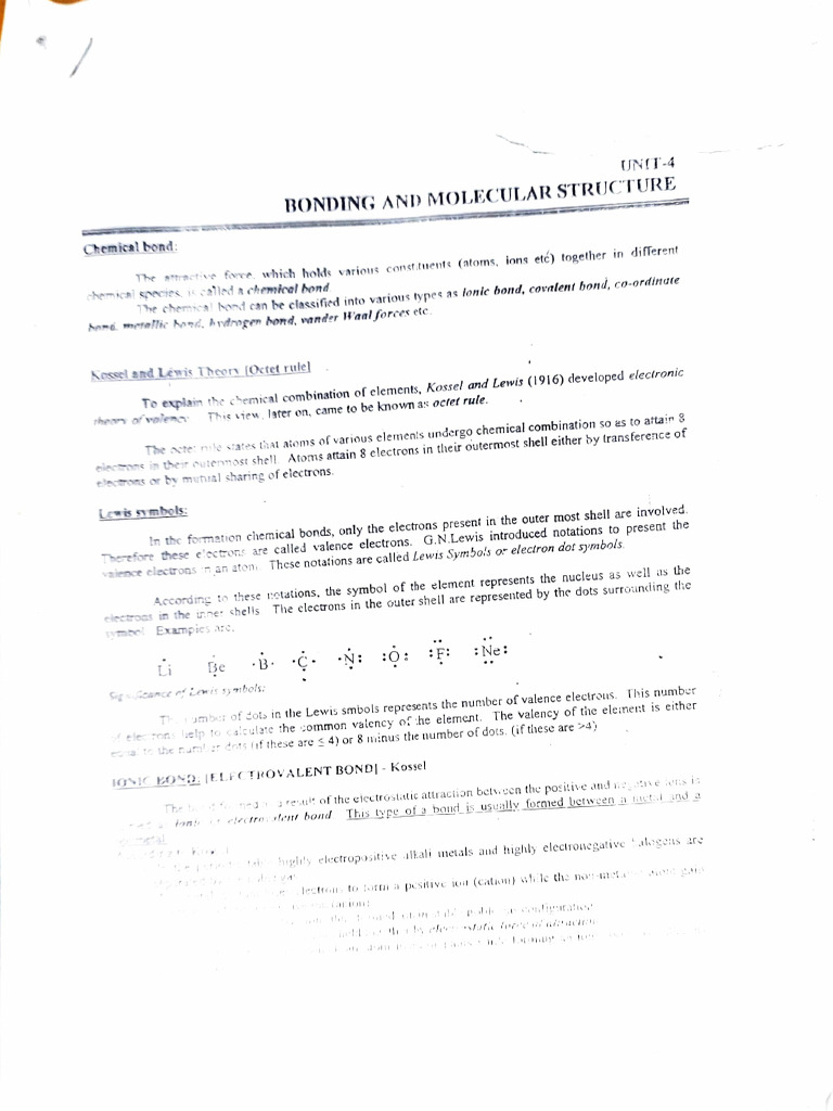 Chemical Bonding & Molecular Structure | PDF | Chemical Bond | Physical ...