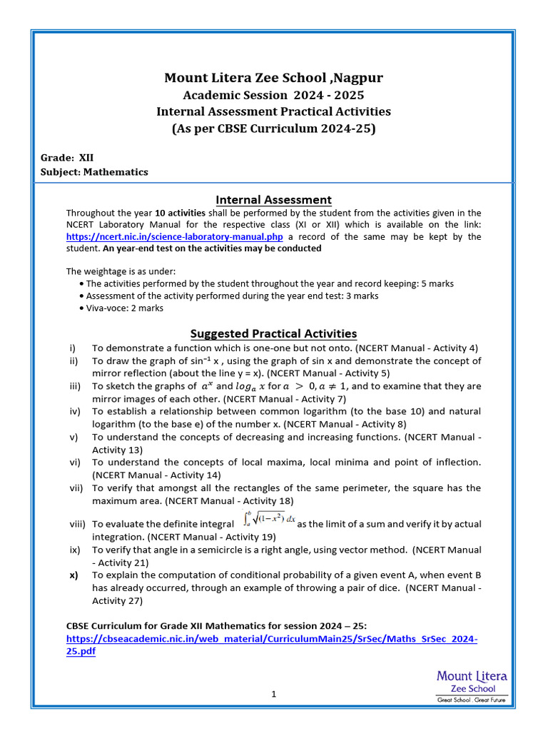 CB - GD - 12 - Mathematics (041) - Practicals and Projects - 2024 - 25 ...