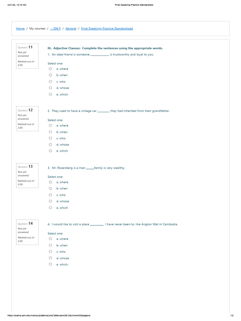 Final Speaking Practice Standardized 3 | PDF | Linguistic Typology | Language Families