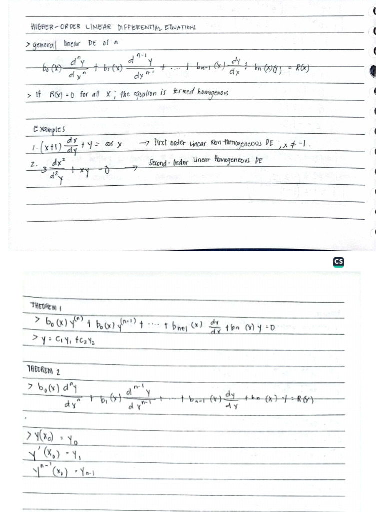 Higher-Order Linear Differential Equation | PDF