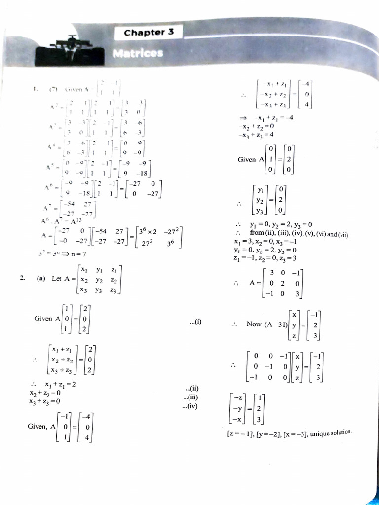 Matrices PYQ 2024 Solutions | PDF | Matrix (Mathematics) | Operator Theory