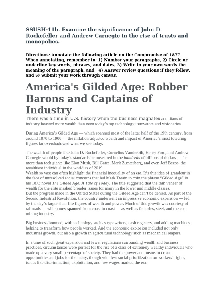 11b - Robber Barons - Revised | PDF | John D. Rockefeller | Andrew Carnegie