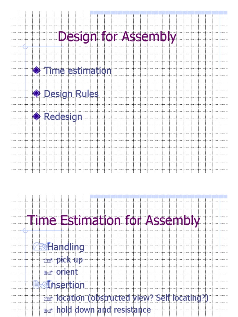 Design For Assembly: Time Estimation Design Rules Redesign | Download ...