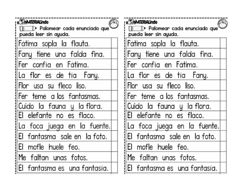 Lectura Letra F | PDF
