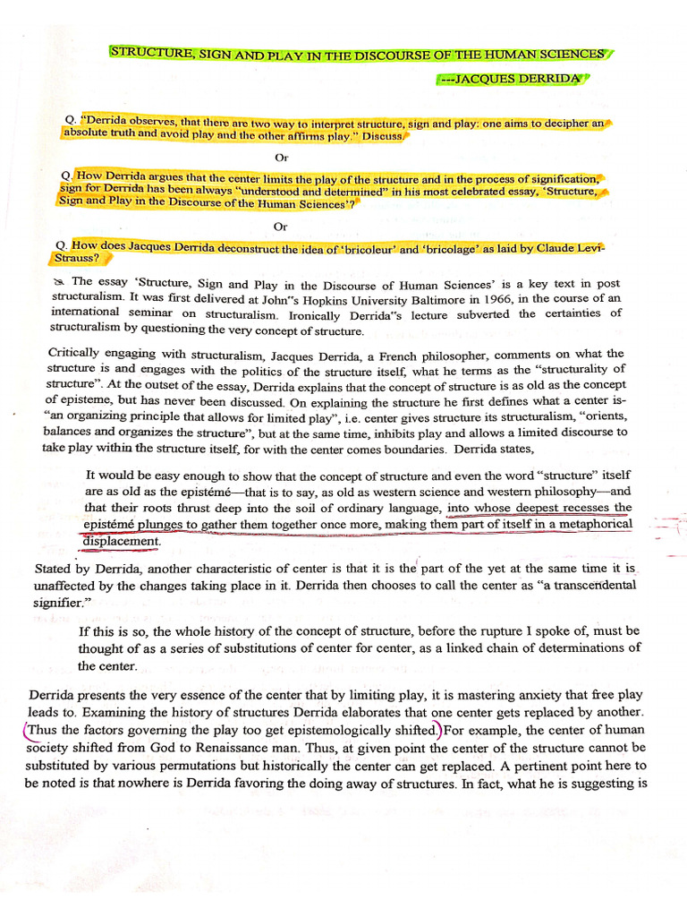 Derrida Structure Sign and Play | PDF
