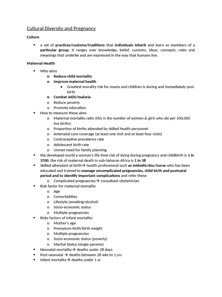 Cultural Diversity and Pregnancy | PDF | Pregnancy | Maternal Health