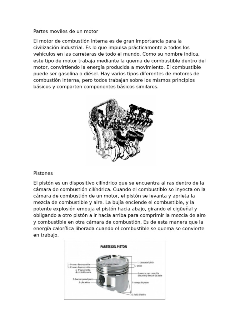 Componentes Clave del Motor de Combustión | PDF