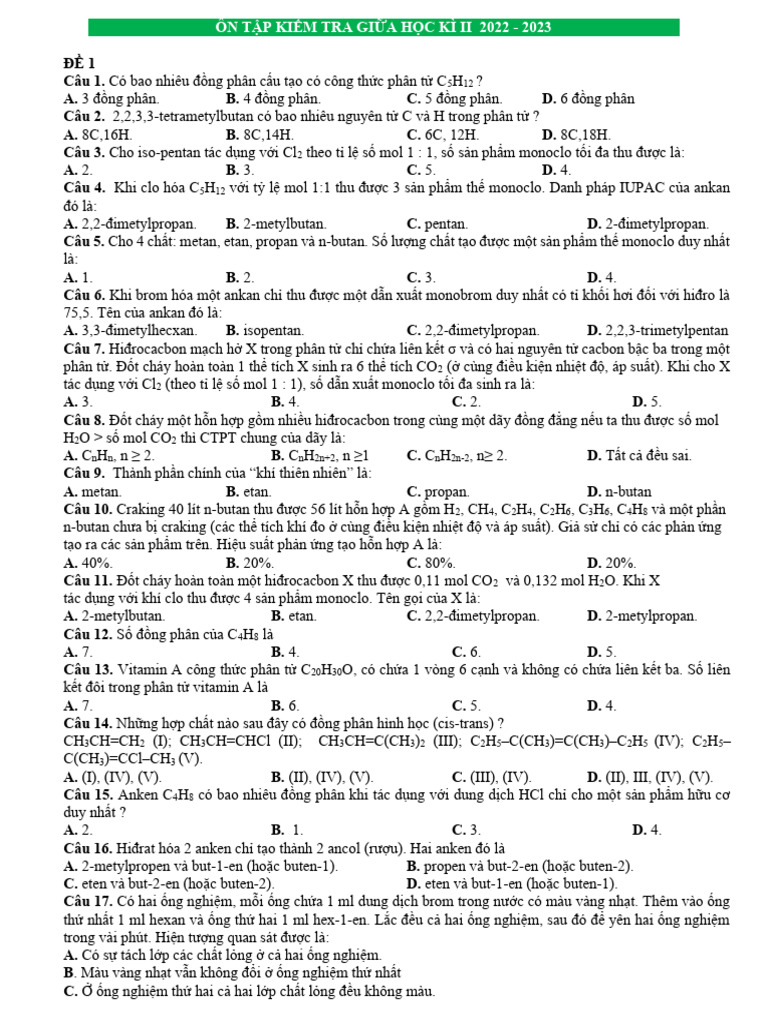 11S. ÔN KT.GỬI.TN.1 BÀI TẬP ÔN KIỂM TRA GIỮA HKII 2022 2023 | PDF