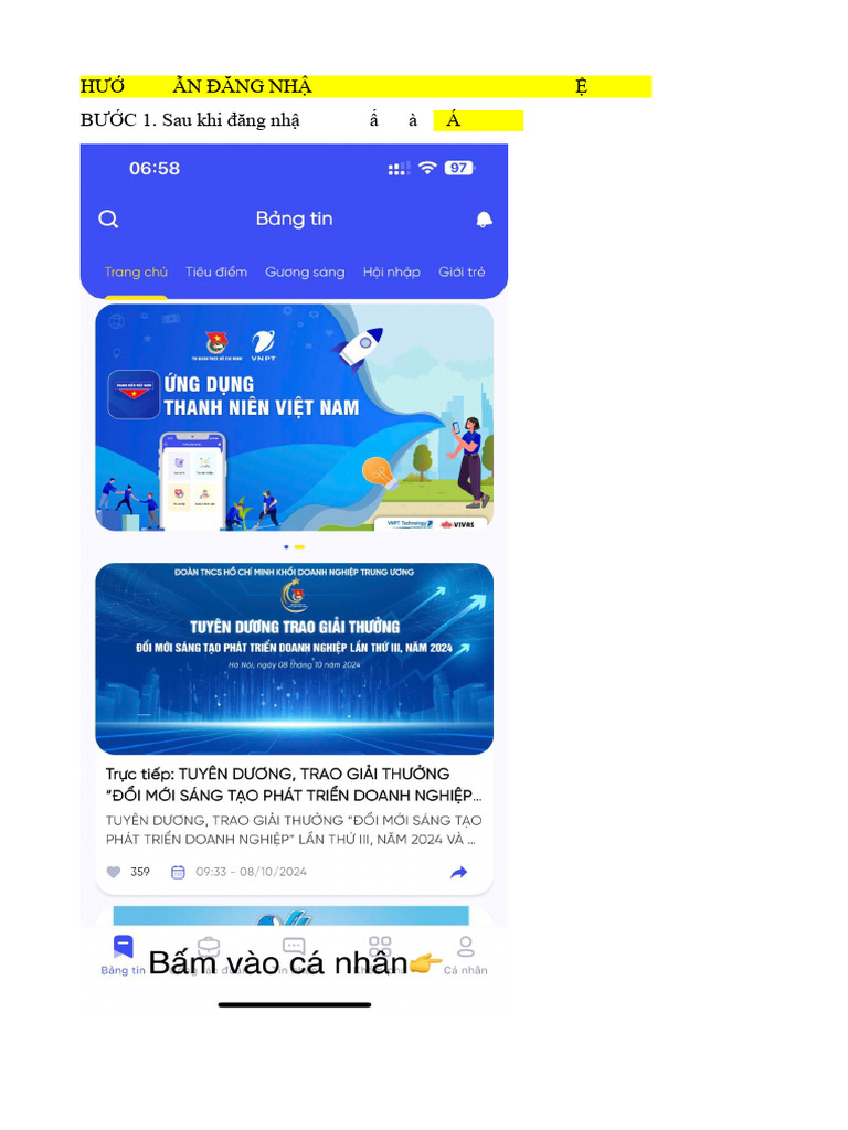 Huong Dan Dang Nhap App Thanh Nien Viet Nam | PDF