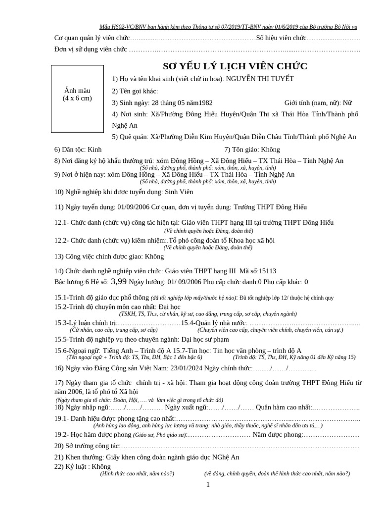 So Yeu Ly Lich Vien Chuc 20240508101220889891 | PDF