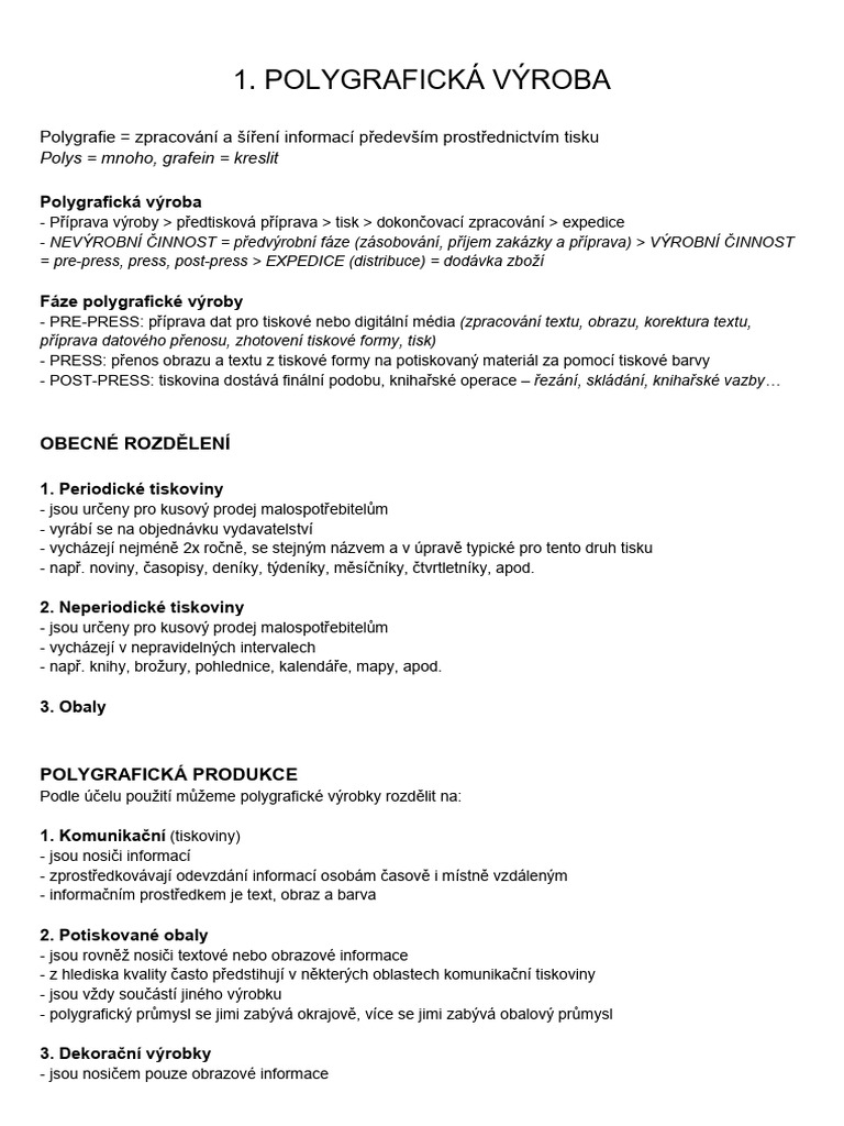 01 Polygraficka Vyroba | PDF