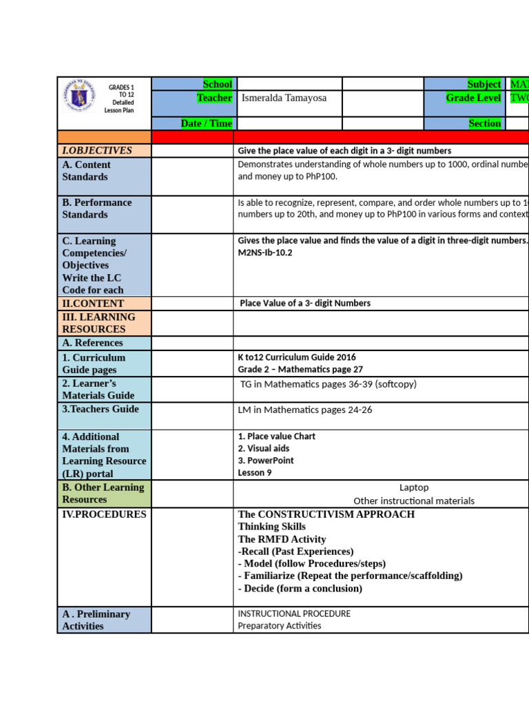 Cot Dlpq1 w3 Mathematics | PDF | Cognitive Science | Behavior Modification