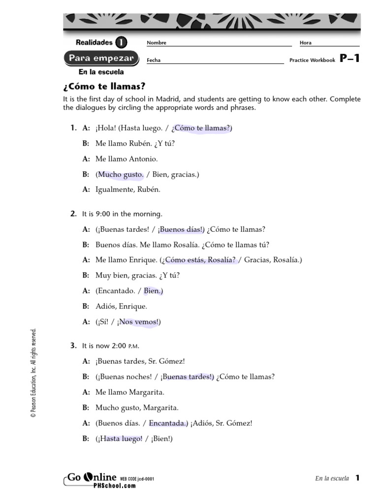 Saludos y Depedidas Realidades | PDF