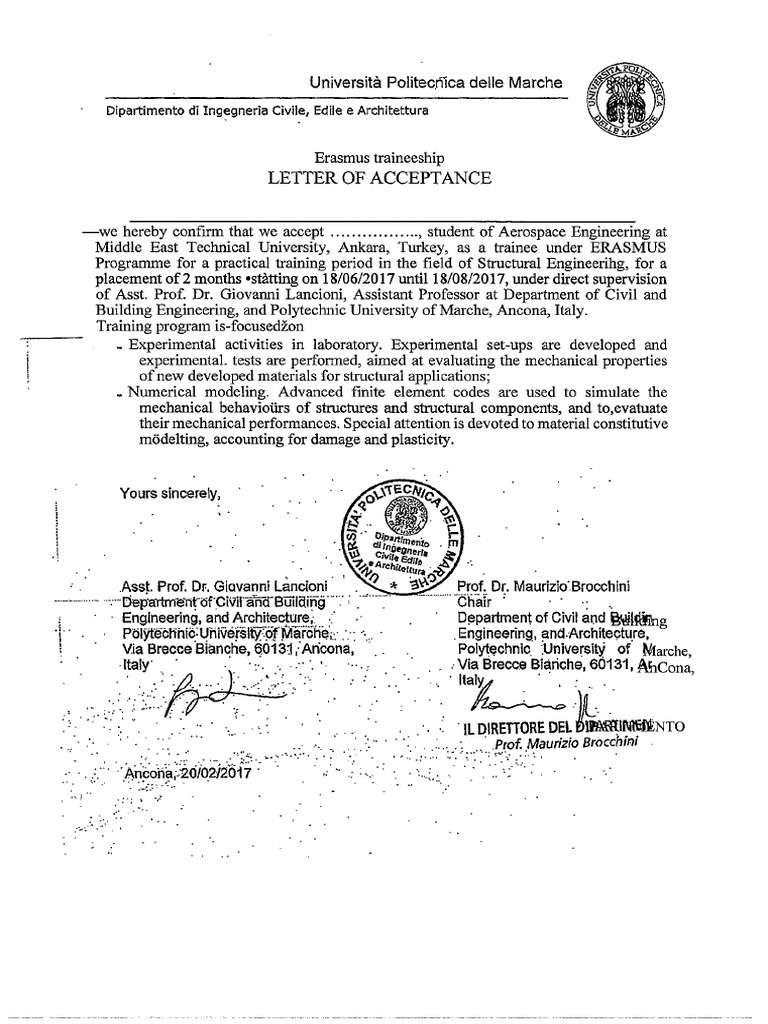 Sample Acceptance Letters 1 | PDF