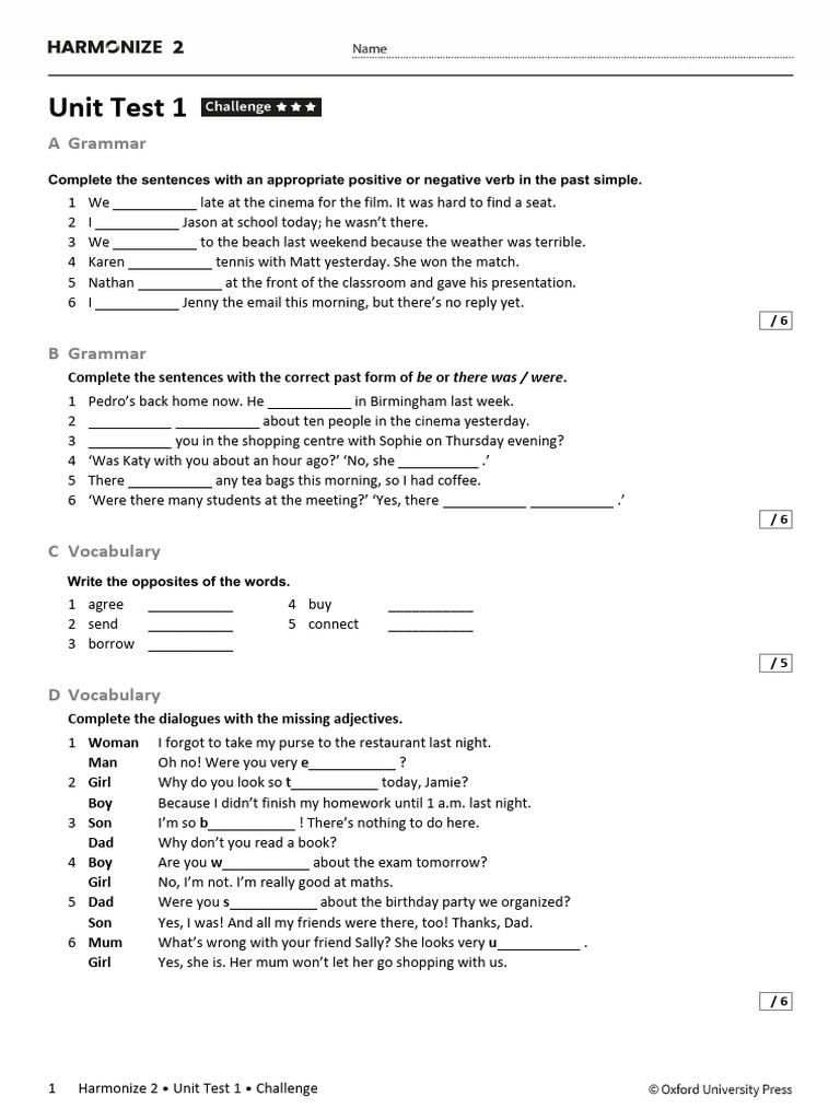 Harmonize 2 Unit Test 1 Overview | PDF