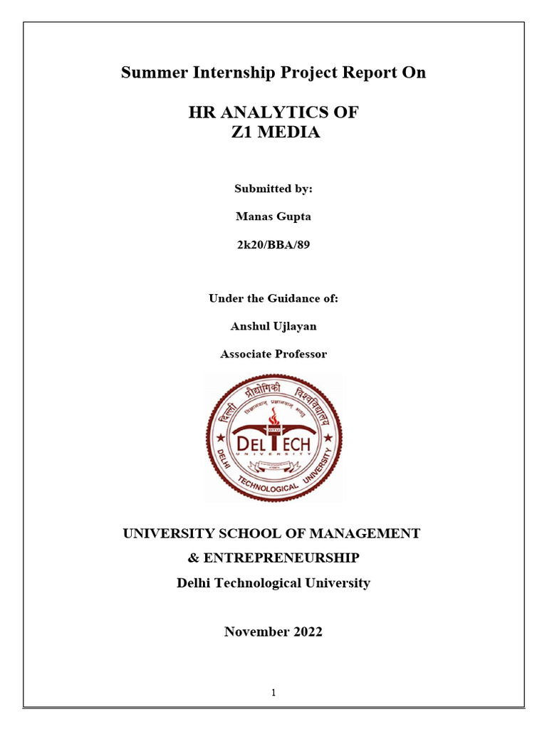 Summer Internship Project Report | PDF | Analytics | Business