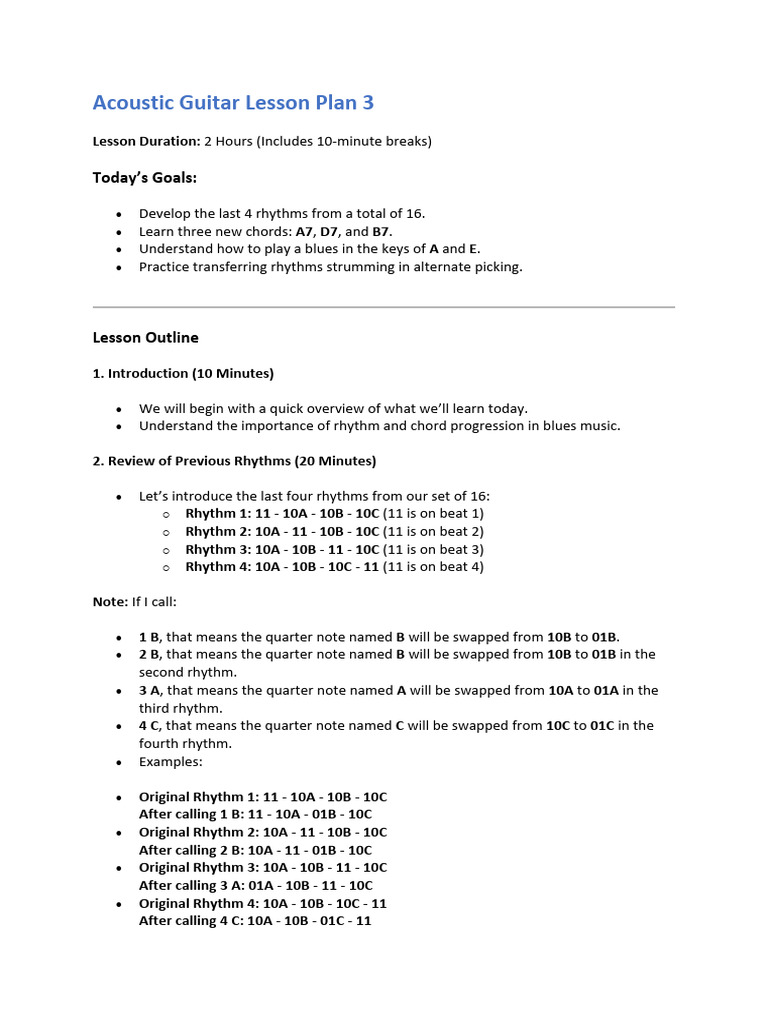 Acoustic Guitar Lesson Plan 3 | PDF | Popular Music | Musical Forms