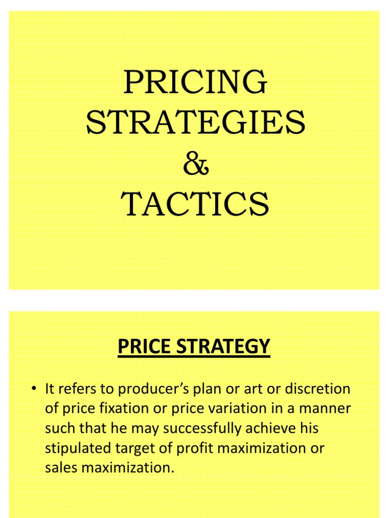 Pricing Strategies & Tactics | PDF