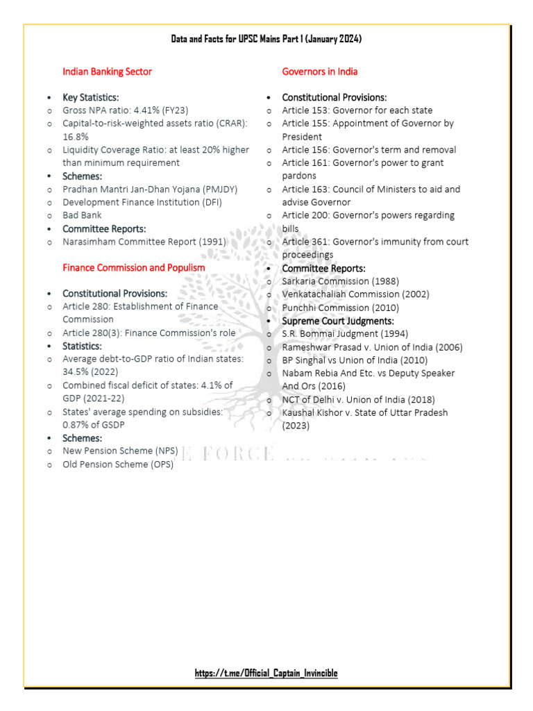 Data and Facts For UPSC Mains Part 1-UPSC Mains 2025 | PDF ...
