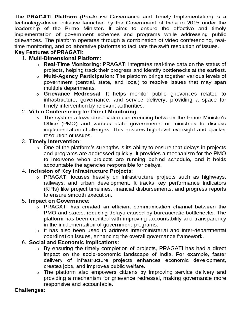 PRAGATI Platform CA | PDF | Governance | Economies