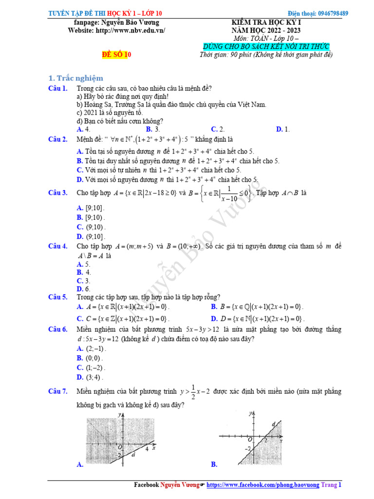 Đề số 10 - HK1 - KNTT | PDF