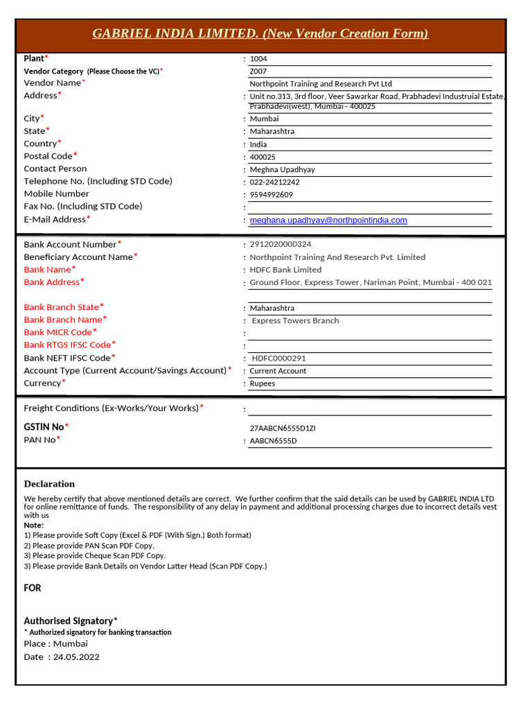 New Vendor Creation Form | PDF | Transaction Account | Banks