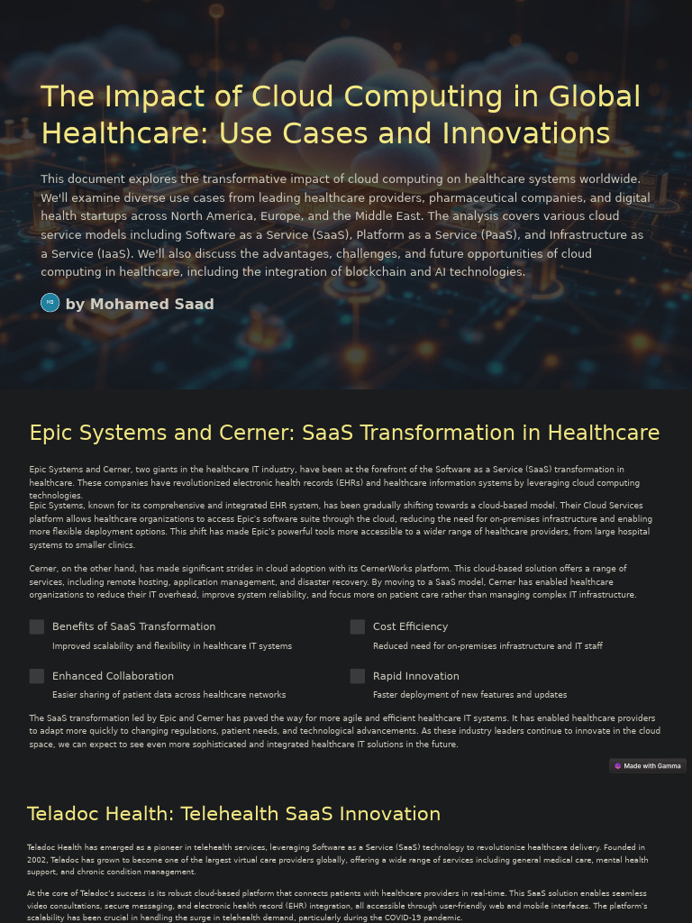 The Impact of Cloud Computing in Global Healthcare Use Cases and ...
